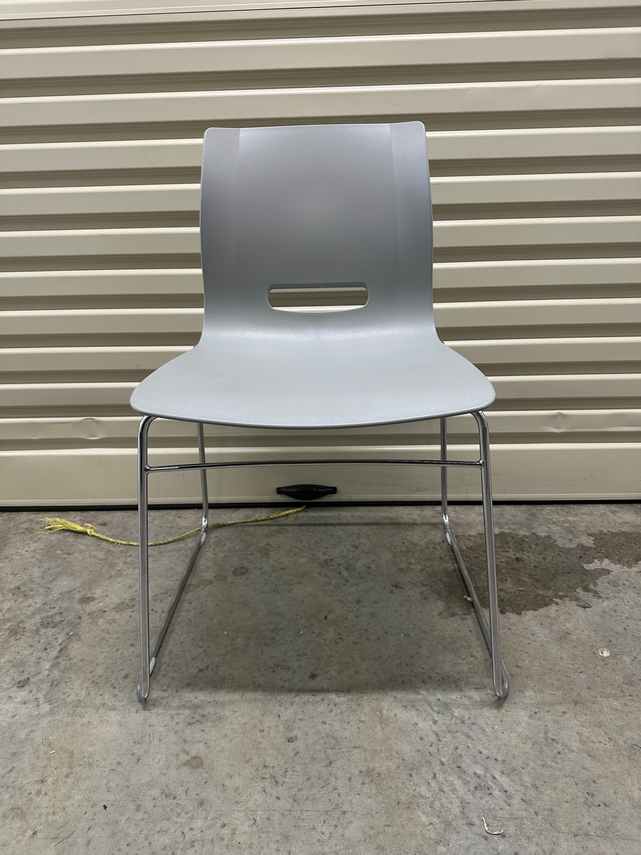 Casper Chair by Allermuir – Grey Plastic with Chrome Sled Base